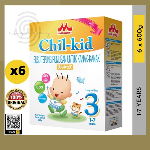 MORINAGA Chil-Kid Oishi Milk Powder Susu Tepung Rumusan Bayi Step 3 Formula 1-7 Years (600g x 6 ...