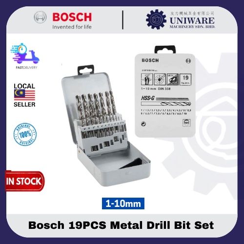 🔥100% ORIGINAL🔥 BOSCH 19PCS HSS-G Metal Drill Bit Set - 1mm to 10mm (2607019116) | Shopee Malaysia