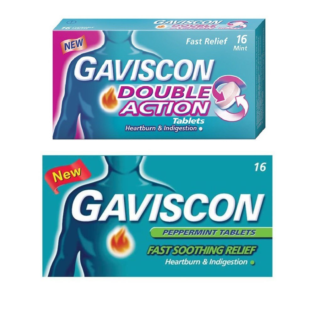 Gaviscon Double Action Tablets / Gaviscon Peppermint Tablets (2x8's ...