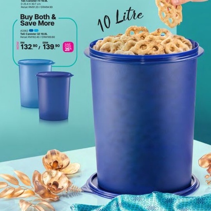 Tupperware Tall Canister 10L | Bekas Kerepek Biskut | Bekas Besar Blue ...