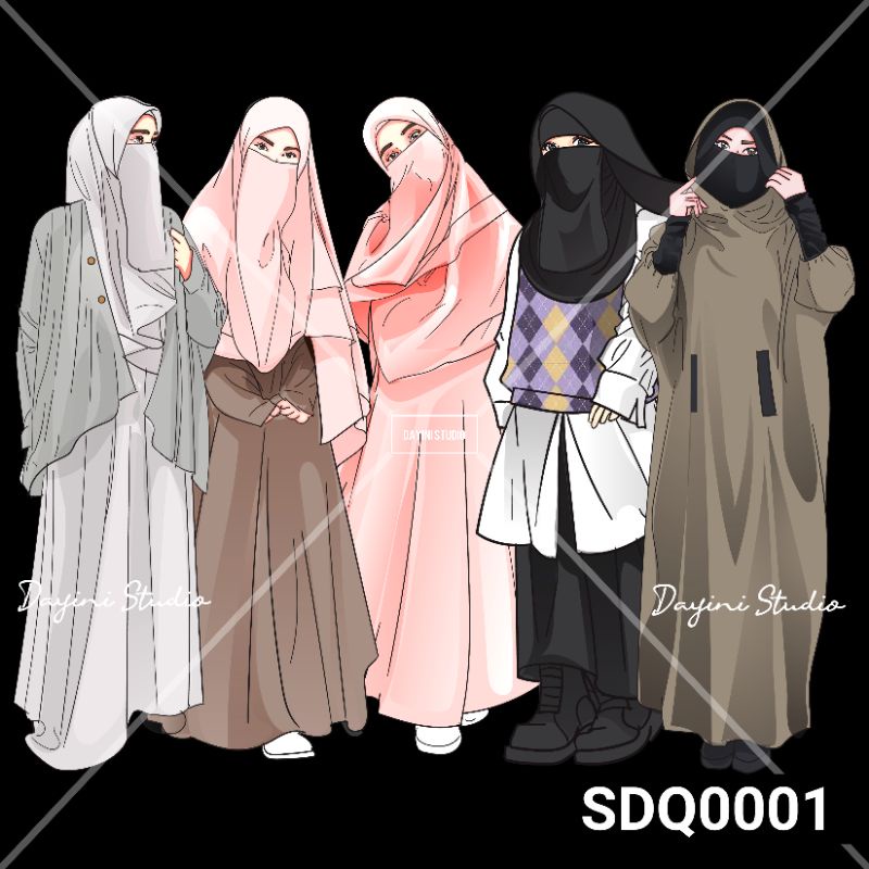 🥰 NEW 💕 5 PCS Stickers Doodle Purdah Niqab | Stiker Muslimah | Journal ...