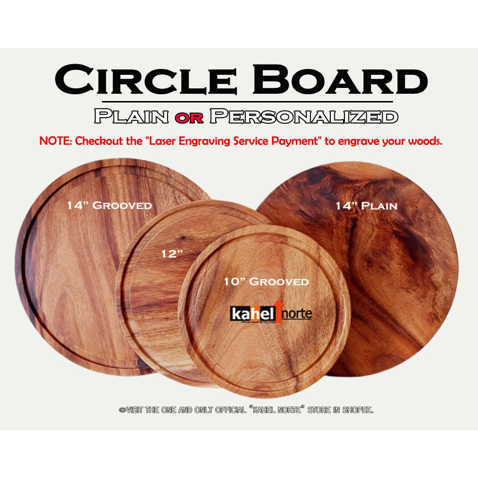 Wooden Round Chopping Board Grooved Charcuterie Sangkalan Pizza Bread ...