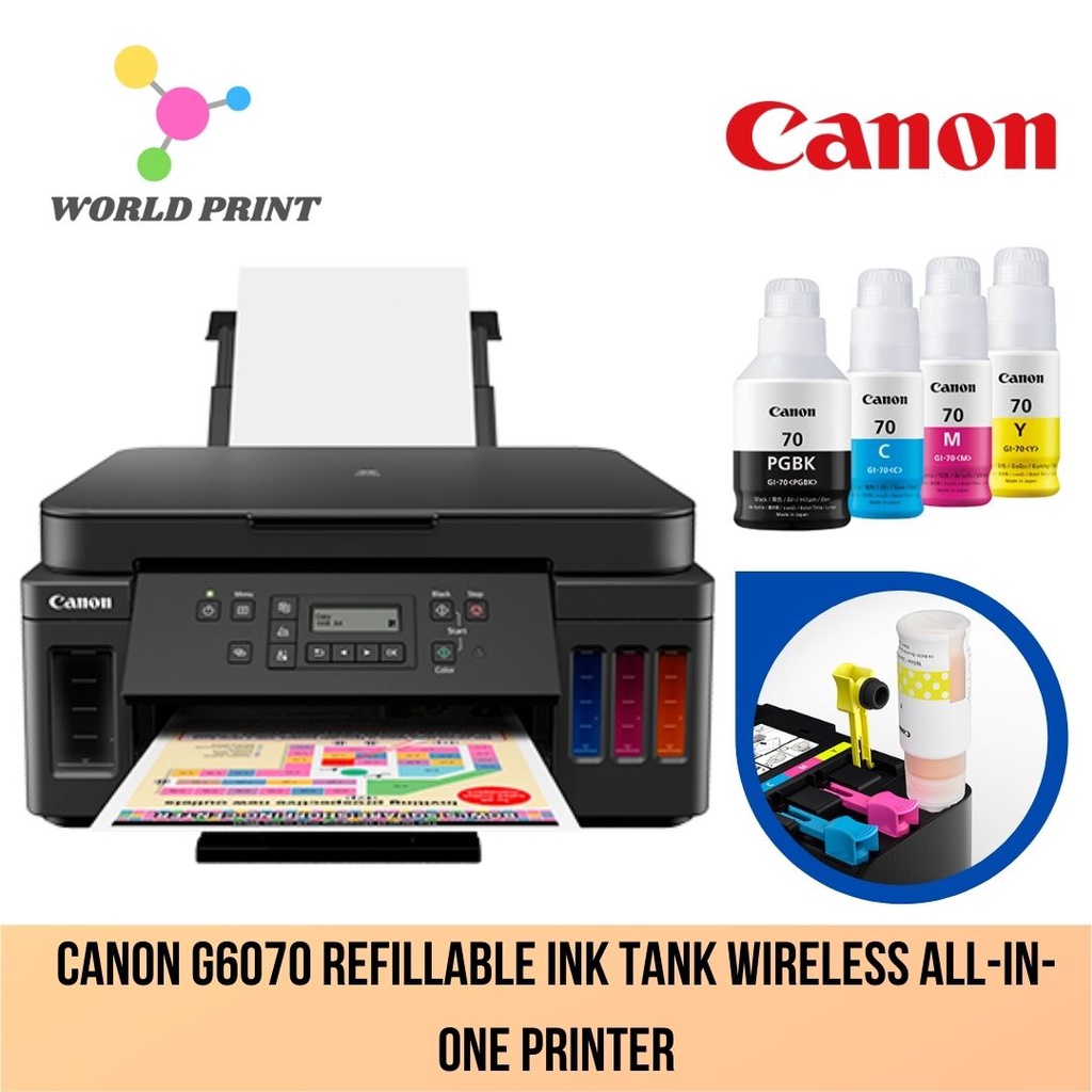 CANON G6070 Refillable Ink Tank Wireless All-In-One Printer | Shopee ...