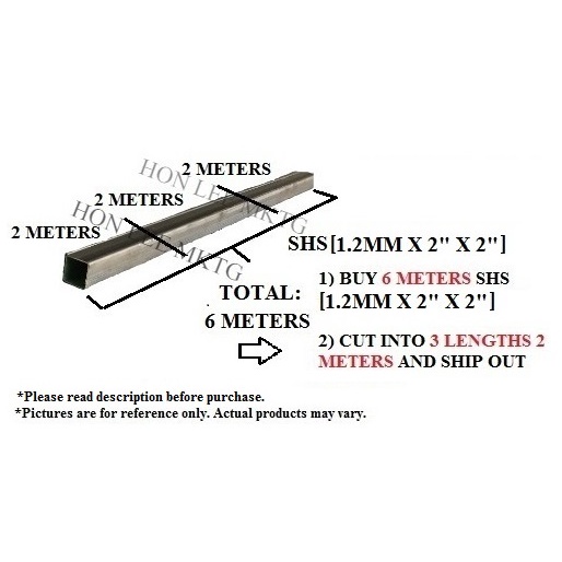 [1.2MM+/- (THICKNESS)] - [2" X 2"] [BUY 6M --> CUT TO 3PCS 2M] SQUARE ...