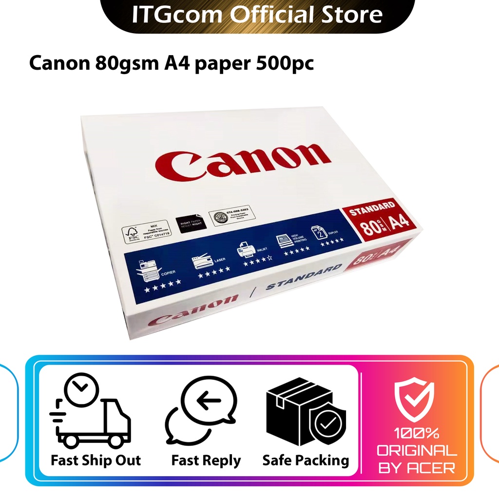 CANON STANDARD 80 PAPER A4 80gsm (500 SHEETS) | Shopee Malaysia