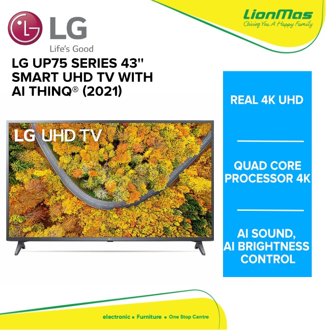 LG UP75 Series Smart UHD TV with AI ThinQ 2021 (43") LG-43UP7550PTC ...