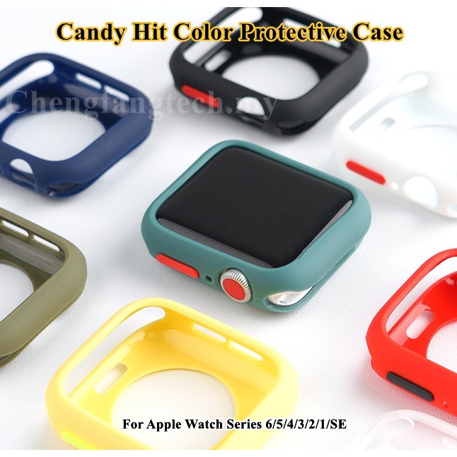 Candy Color Silicone Watch Case Full Cover for iwatch series 9/8/7/6/SE ...