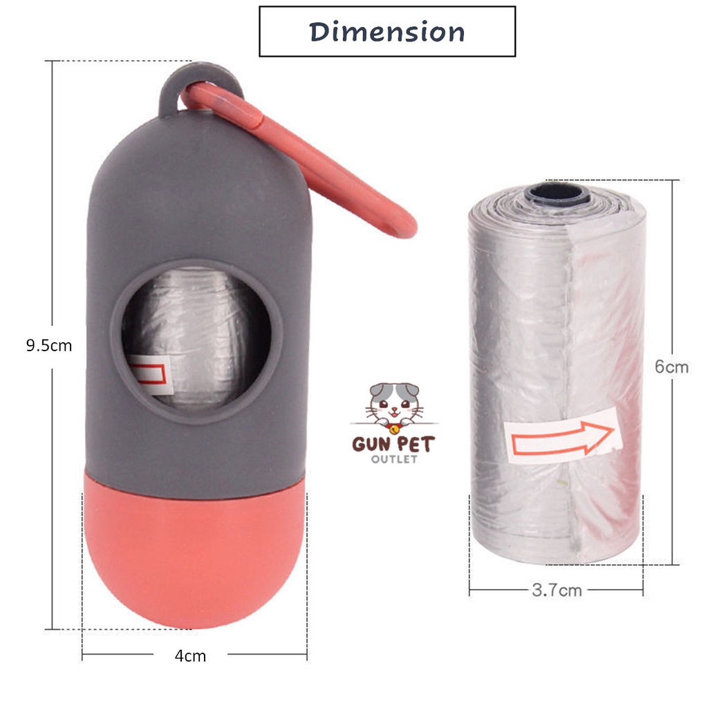 GUN PET Capsule Rubbish Bag Disposable Dispenser Garbage Portable Poop ...