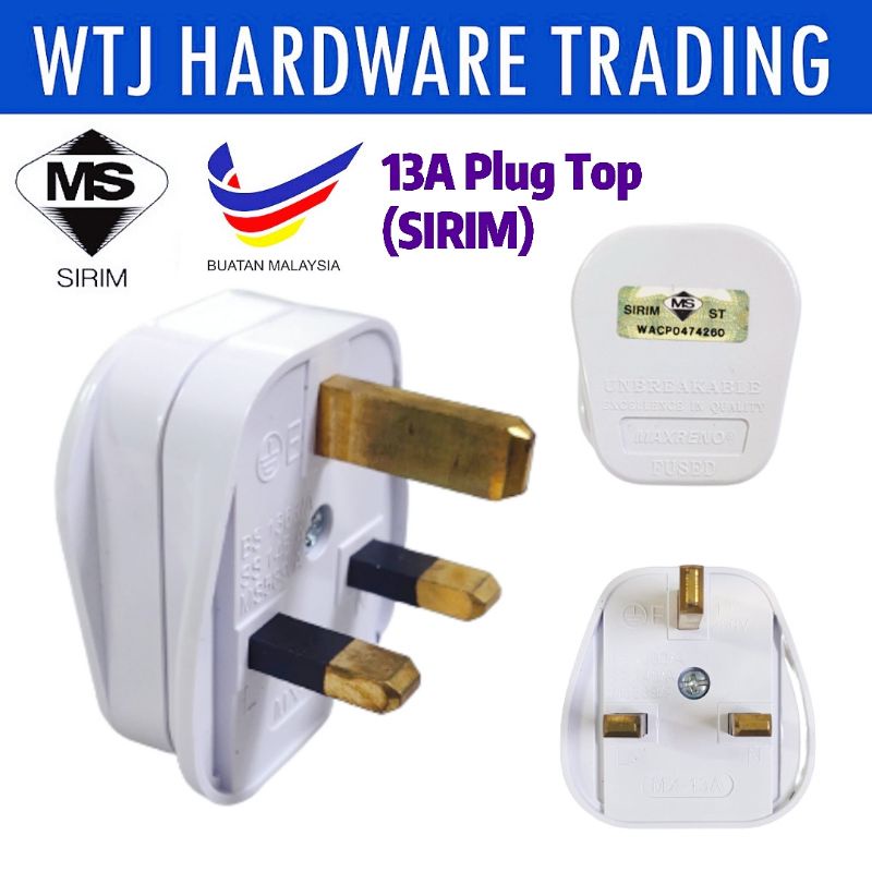 13A Plug Top / 3 Pin Plug / KEPALA PLUG ELEKTRIK / 13A WHITE PLUG TOP ...