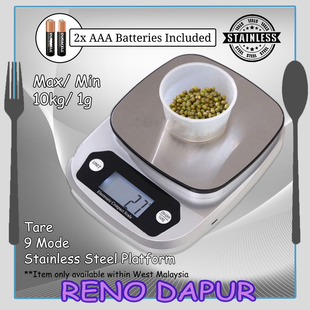 Weighing SH-131 10kg Scale Precision Kitchen Scales Digital Scales LCD Screen Stainless Steel 5 ...