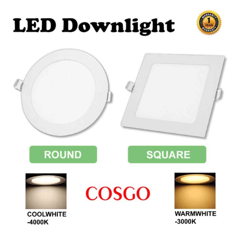 [ PREMIUM] COSGO LED DOWNLIGHT 9.5W/12.5W 4 INCH/6 INCH Square/Round ...