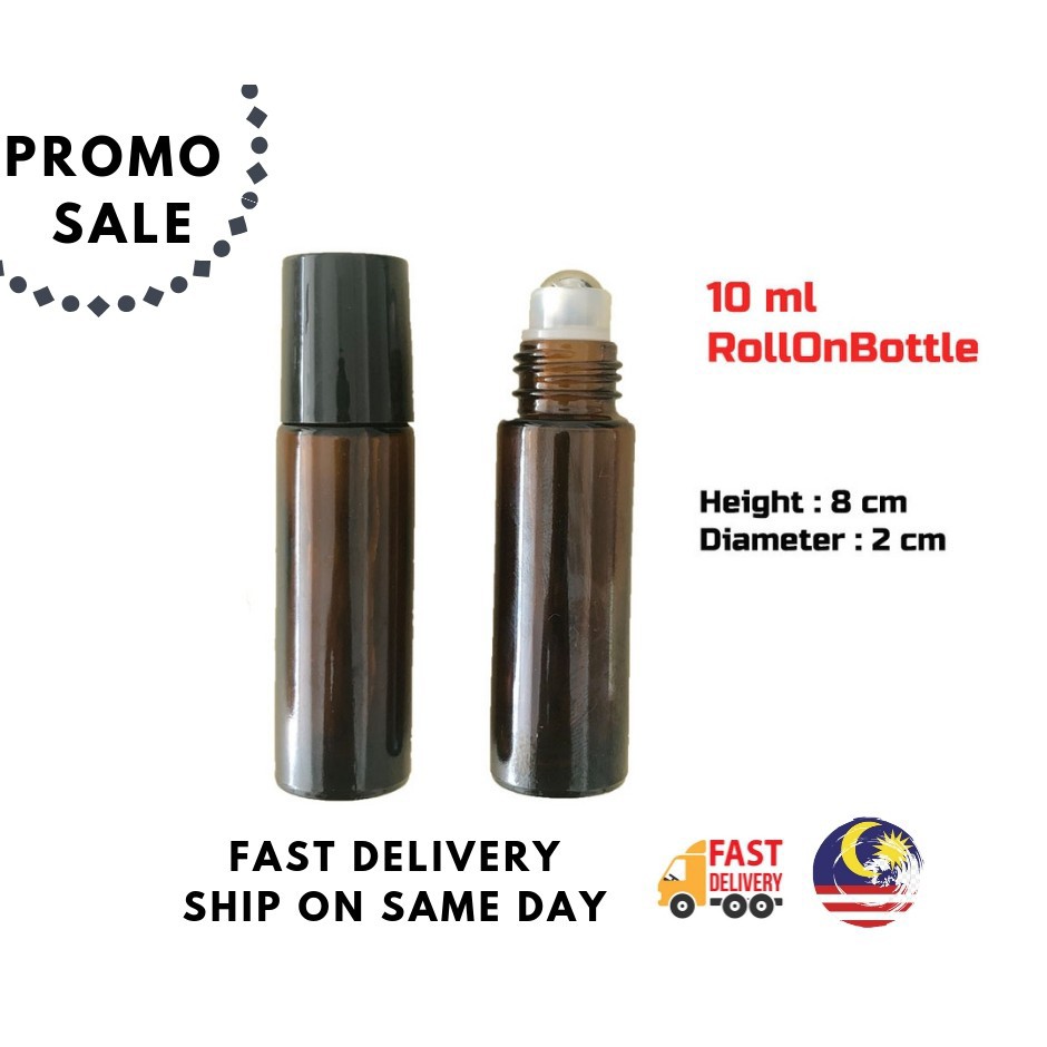 🔥HOT ITEM 10ml Amber Glass Roll On Bottle Thick With Metal Roller🔥 | Shopee Malaysia
