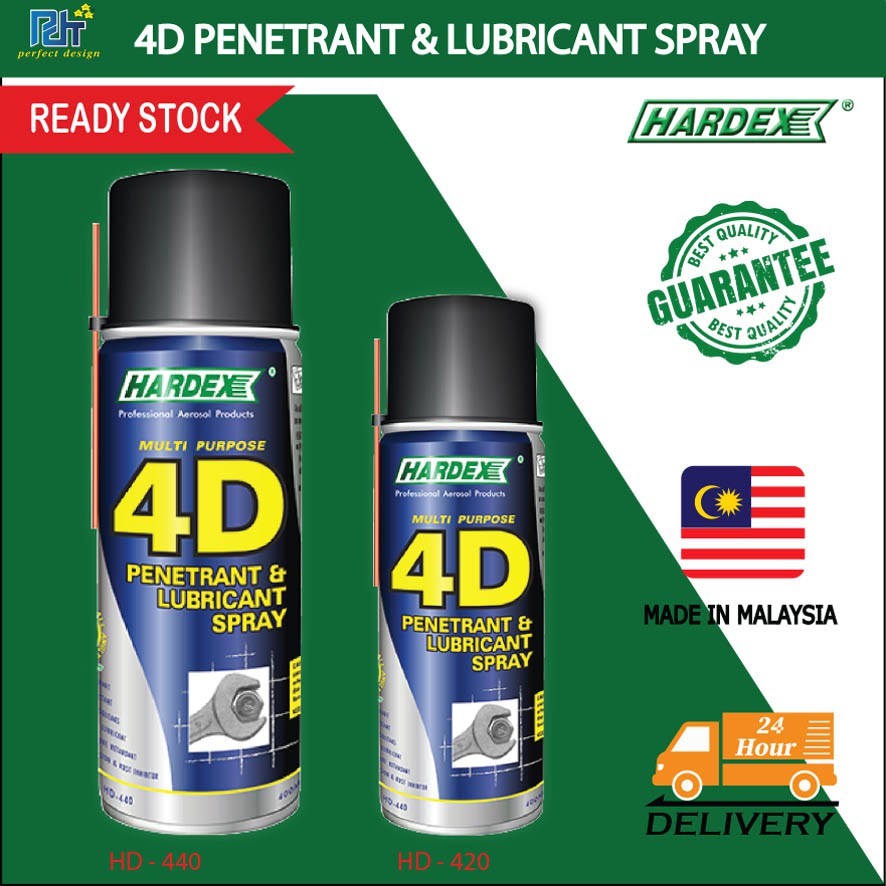 HARDEX HD440 4D PENETRANT & LUBRICANT SPRAY (400ML HD440) (200ML HD420 ...