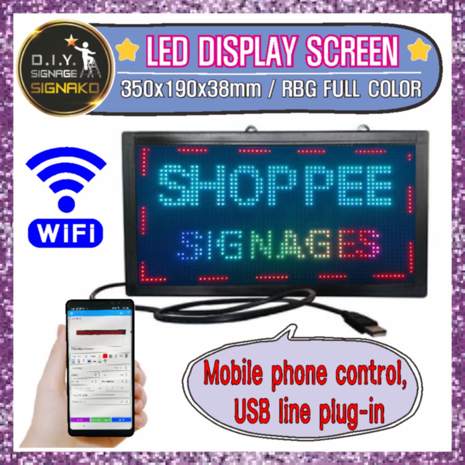 LED Digital Programmable Signage RGB Full Color / Display Screen Store ...