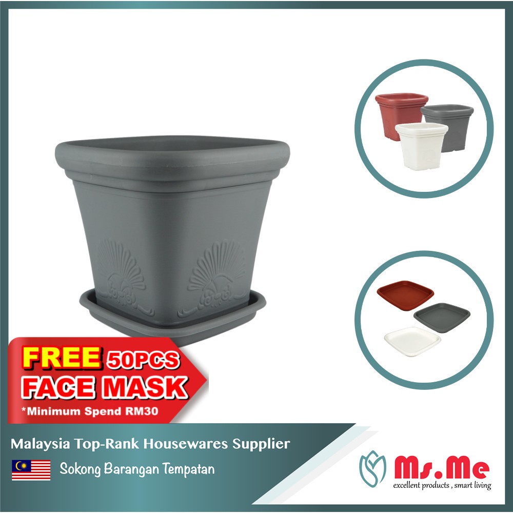 Ms.Me Length 30cm Square Flower Pots with Tray Bottom Hollow Design ...