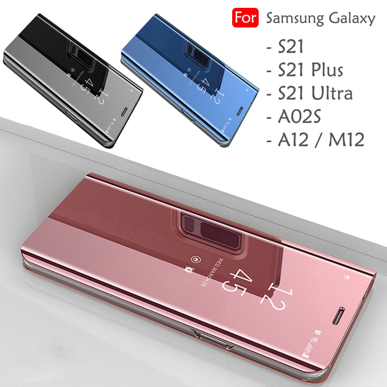 Samsung Galaxy S21 Plus S21 Ultra S21+ A02S A12 M12 Mirror Flip Leather ...