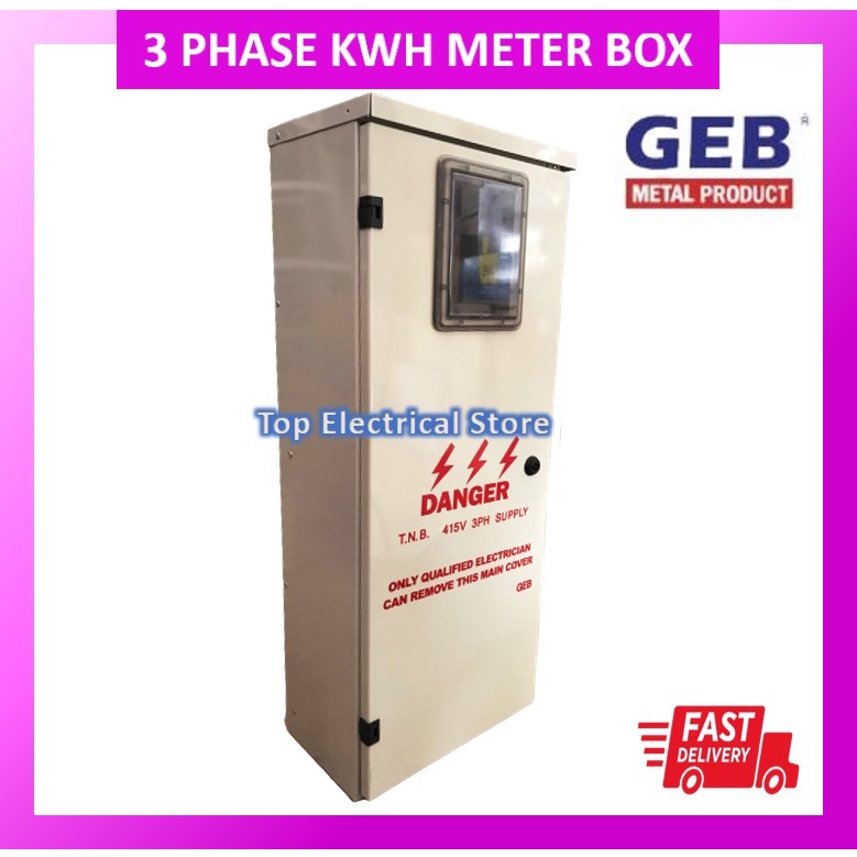 GEB THREE PHASE 3 PHASE OUTDOOR KWH METER BOX (METAL) 32'' X 13'' X 08'' INCH WEATHERPROOF ...