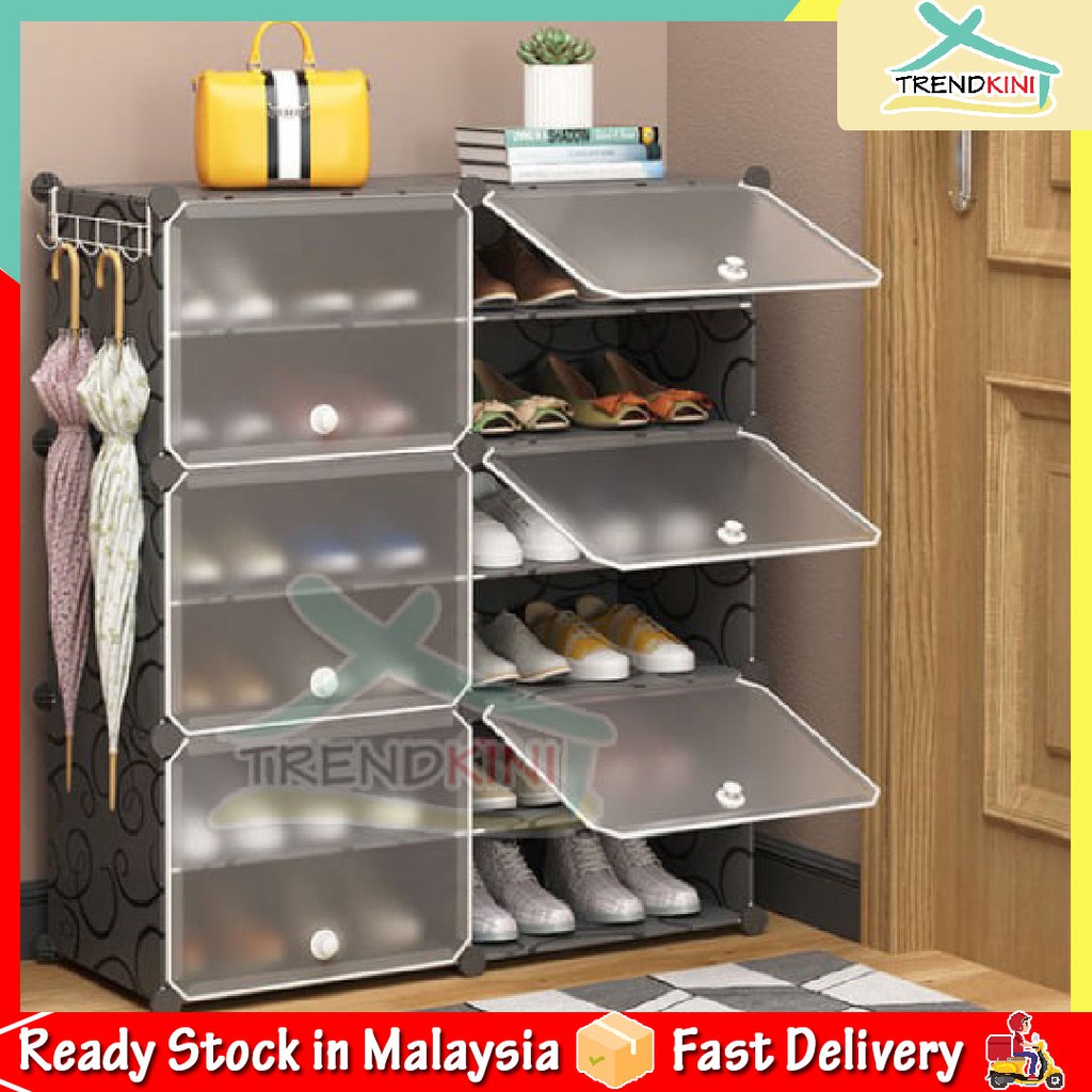 DIYSimple Wardrobe Rack Assembly Cabinet Plastic Storage Rack/Almari ...
