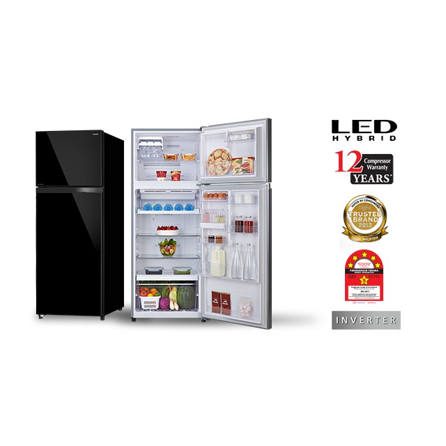 Toshiba 2 Door Fridge 480L GR-TG48MDZ(XK) (Glass Black) | Shopee Malaysia