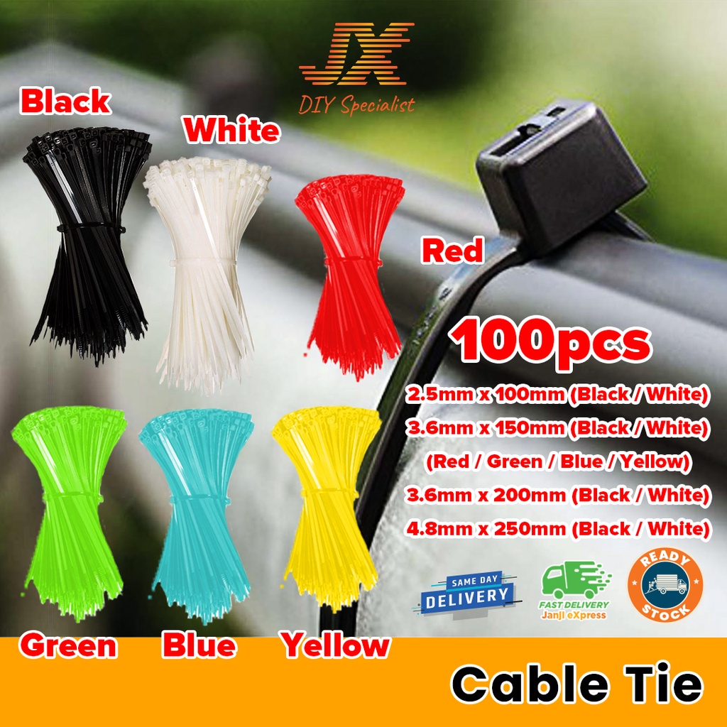 Cable Ties Nylon Wire 100pcs 4"6"8"10" Pengikat Wayar Kabel Tie Locking ...