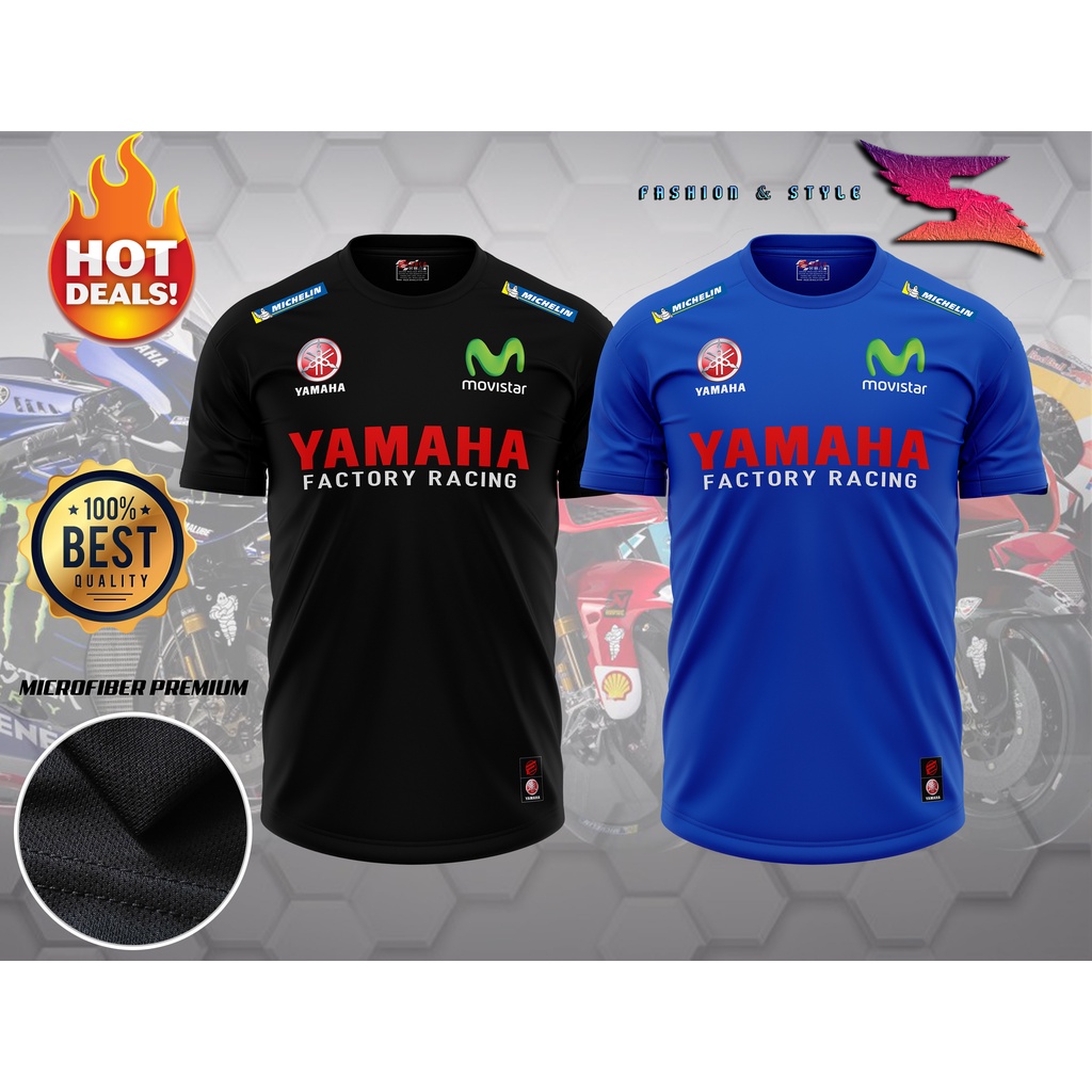 📍Microfiber Quality📍Baju Motor Sport Yamaha Movista Factory Racing ...