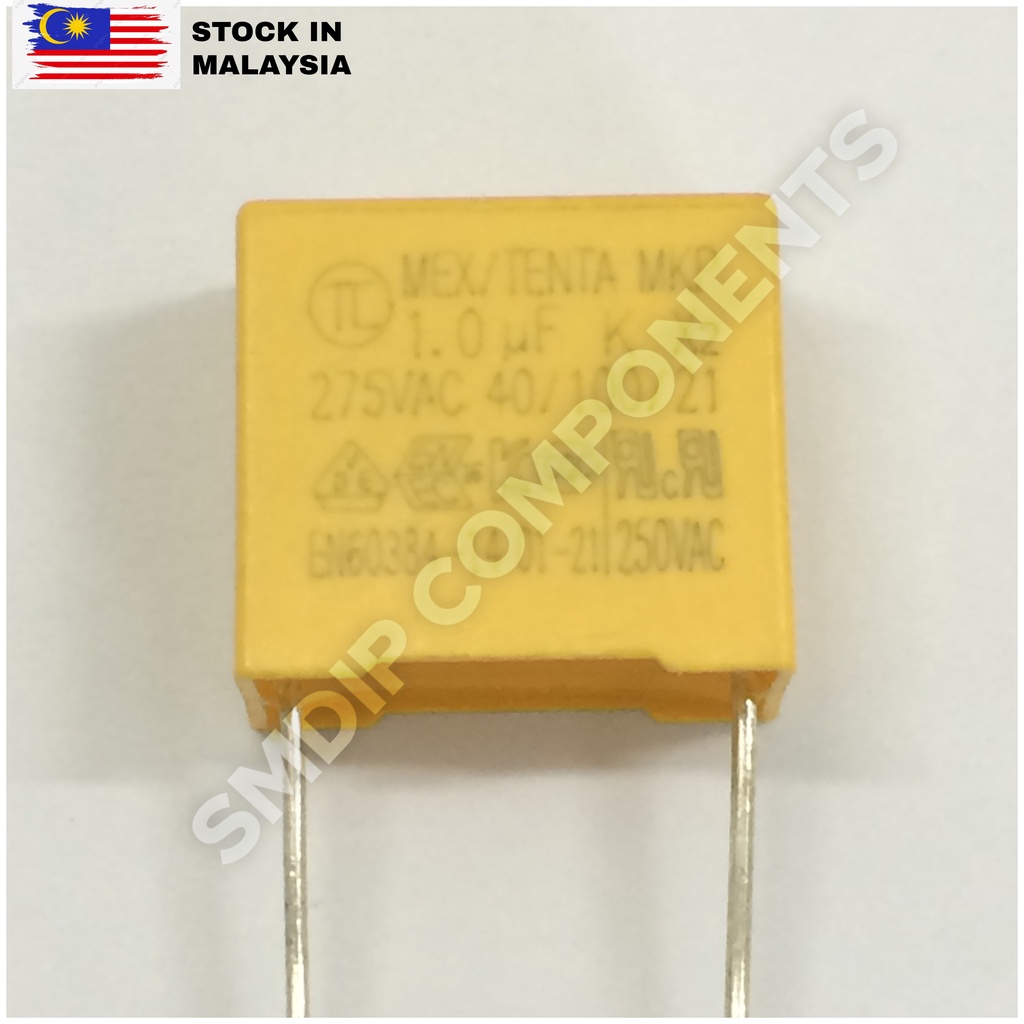 1uF 275V, X2 AC Film Capacitor, 15 (H) x 10 (D) x 15mm (Lead Spacing ...