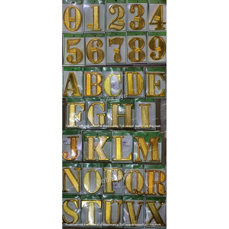 House Number Plate GOLD (0-9, A-Z) NUMBERS GOLD 3"X4-1/2" Plastic 金色门牌 ...