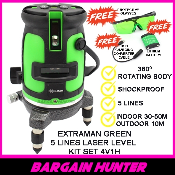 Extraman Green LIGHT 5 Line Laser Level 4V1H1D / 2000W Extraman Heat ...