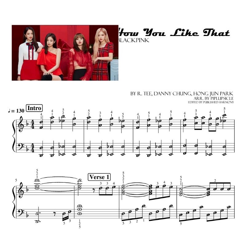 Piano Sheet HOW YOU LIKE THAT (BLACKPINK) | Intermediate with note ...