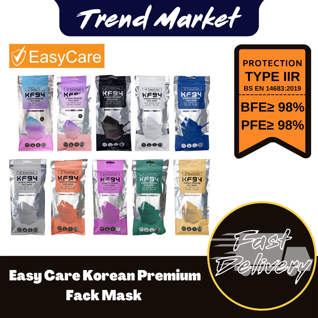 [K.L Ready Stock][EASYCARE KF94 HEADLOOP MASK] PREMIUM 4PLY 10PCS/Pack ...