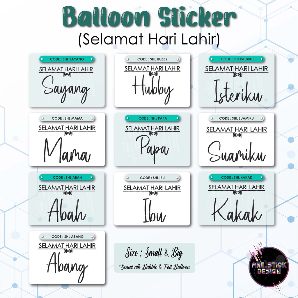 🎈Balloon Sticker/Sticker Belon Budget 🎁[Selamat Hari Lahir] [Code ...