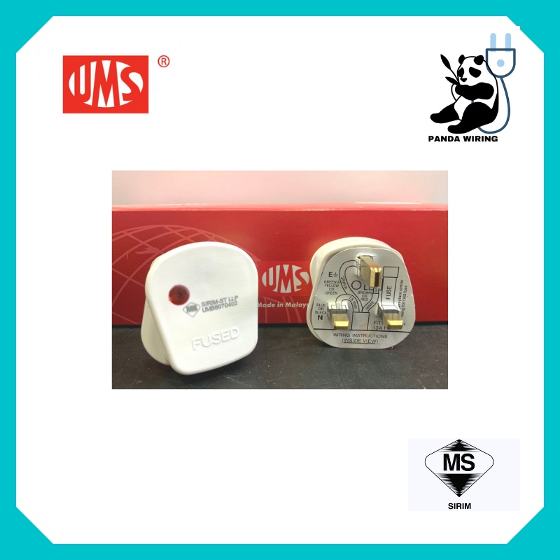 UMS PT130RSN 13A 250V 3 PIN Fused Plug Top with Neon SIRIM | Shopee ...