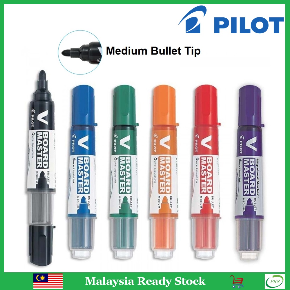 Pilot V Board Master Whiteboard Medium Bullet/Chisel Marker Pen ...