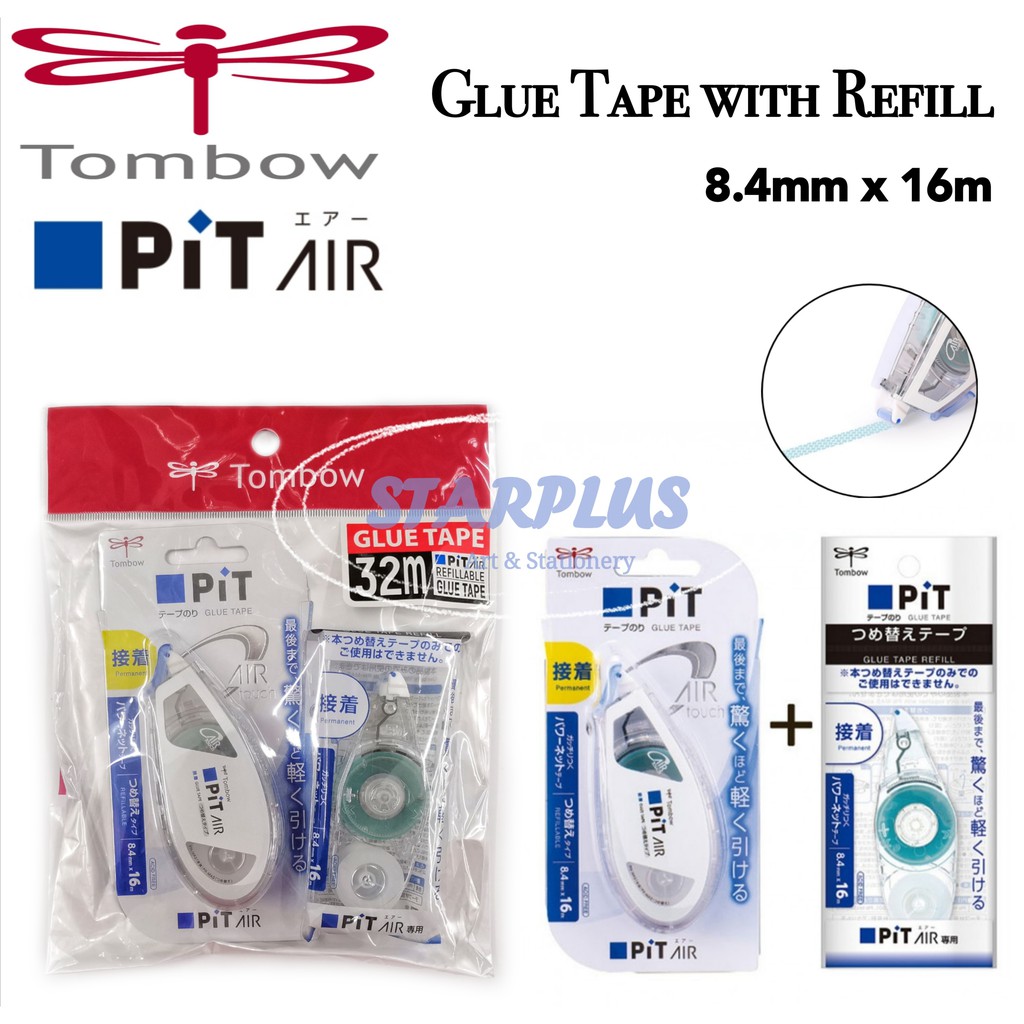 (Starplus) Tombow '' Pit Air '' Glue Tape with Refill - 8.4mm x 16m | Shopee Malaysia