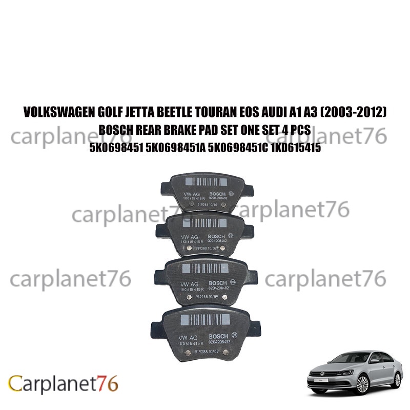 VOLKSWAGEN GOLF JETTA BEETLE TOURAN AUDI A1 A3 2003-2012 REAR BRAKE PAD ...