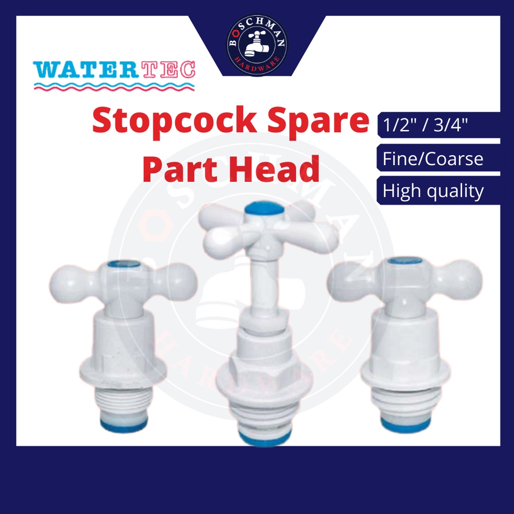 WATERTEC PVC Stopcock Spare Part Head Socket Type Plastic Stopcock Stop ...