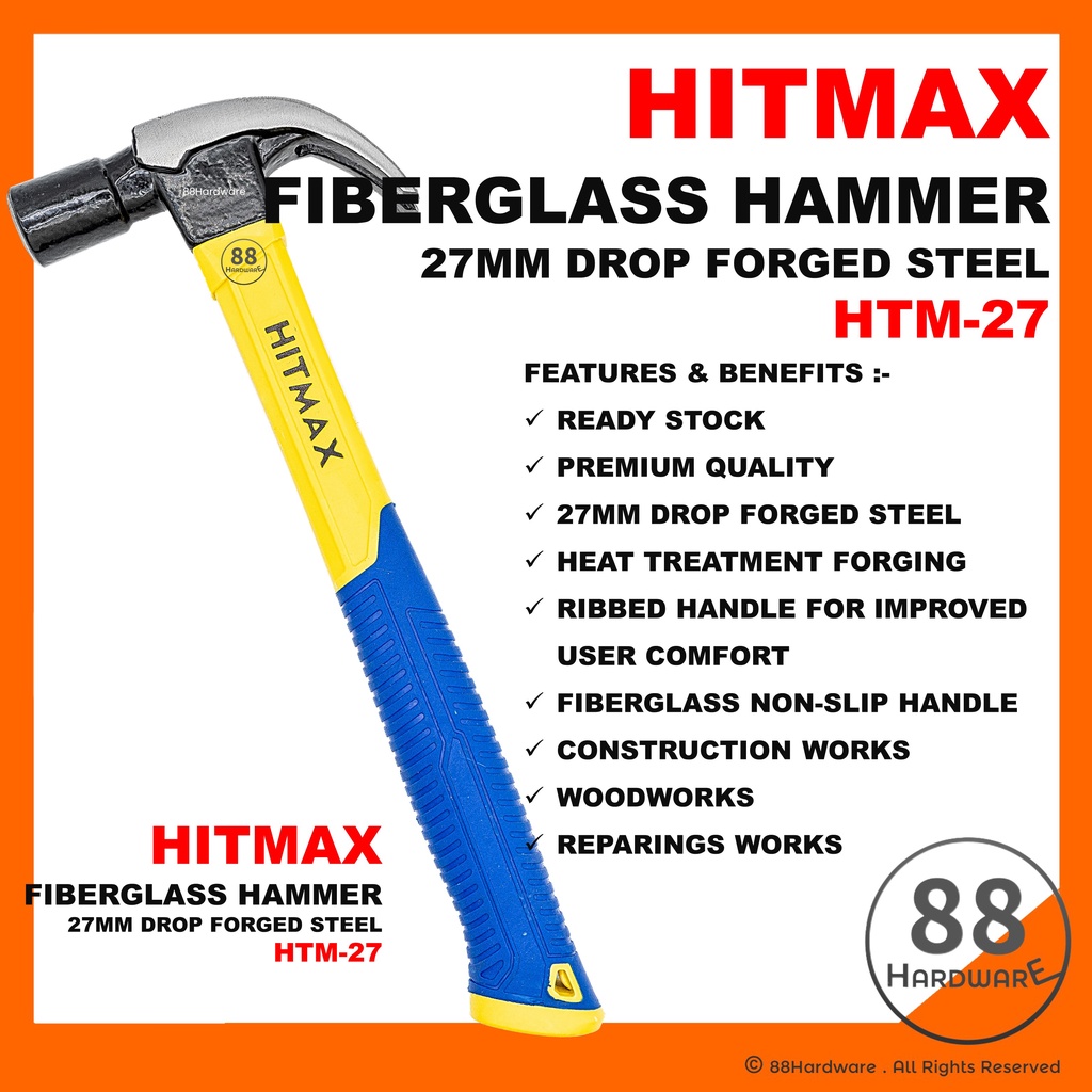 HITMAX HTM-27 claw hammer / hammer / tukul besi / fiber hammer / tukul ...