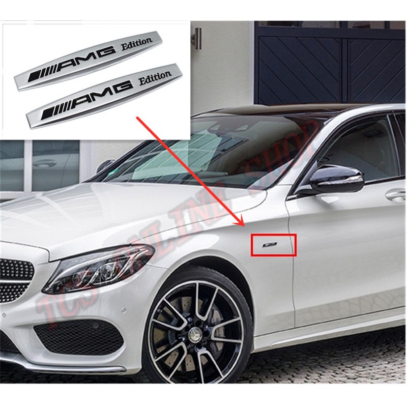 2x AMG 3D (SILVER) METAL FENDER SIDE SHIELD LINER EMBLEM BADGE LOGO FOR ...