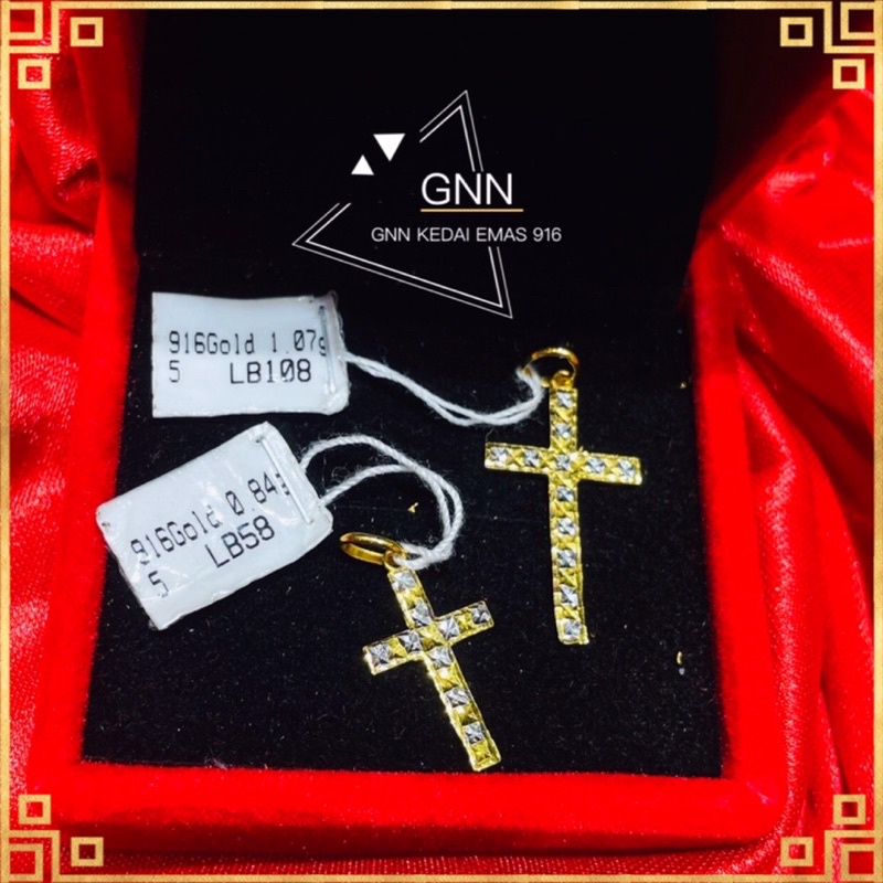 Emas 916 Tulen Loket B52 Design Cross 916 Emas Gold Pendant Loket Buah ...
