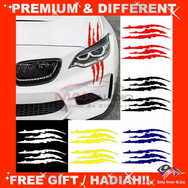 Monster Claw Car Sticker Kereta Bonet Hood Bumper Body Exterior Pre-cut ...