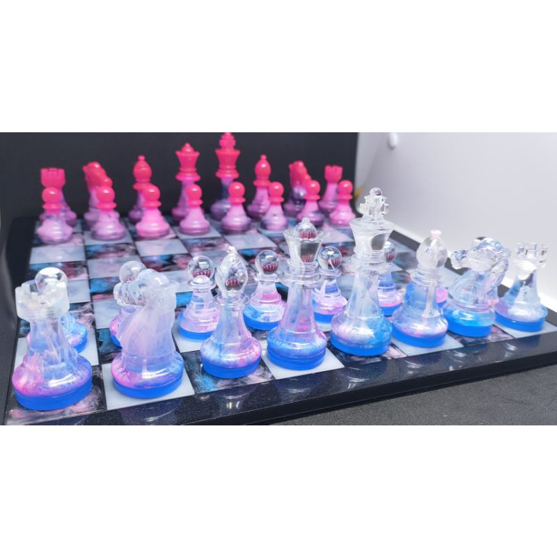 Handmade Epoxy Chess Set - Smokey Blue Pink | Shopee Malaysia