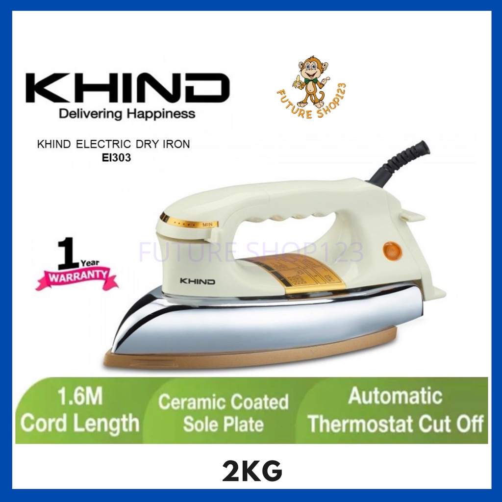 KHIND EI303 EI-303 ELECTRIC HEAVY DRY IRON 2kg similar NI-25A1 hd1172 ...