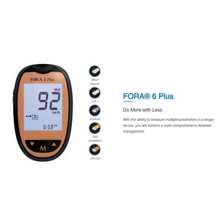 (Original) FORA 6 Plus Glucometer Blood Glucose Meter, Ketone, Uric ...