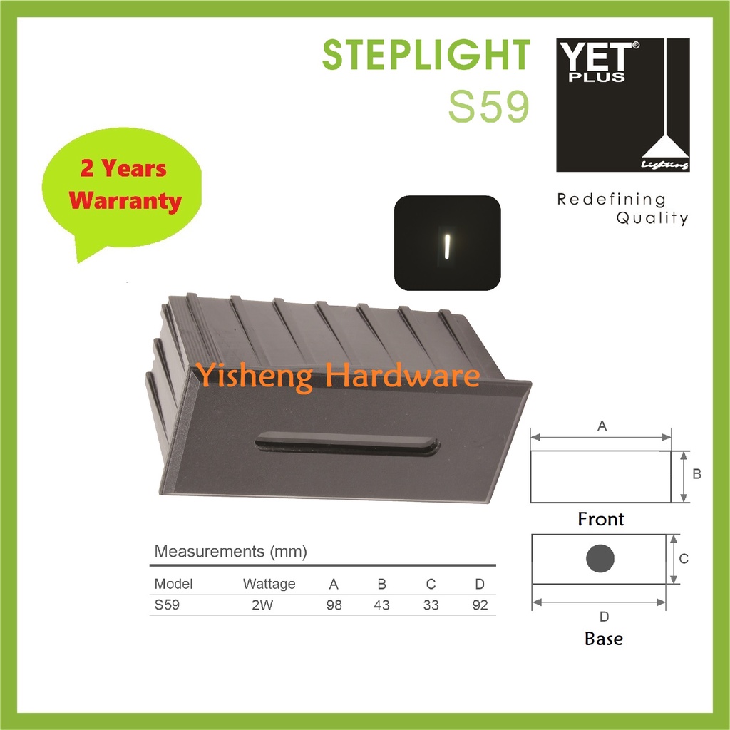 Yetplus S59 Step Light 2W (Warm White) - 2 years warranty / Lampu LED / Staircase Light / LED ...
