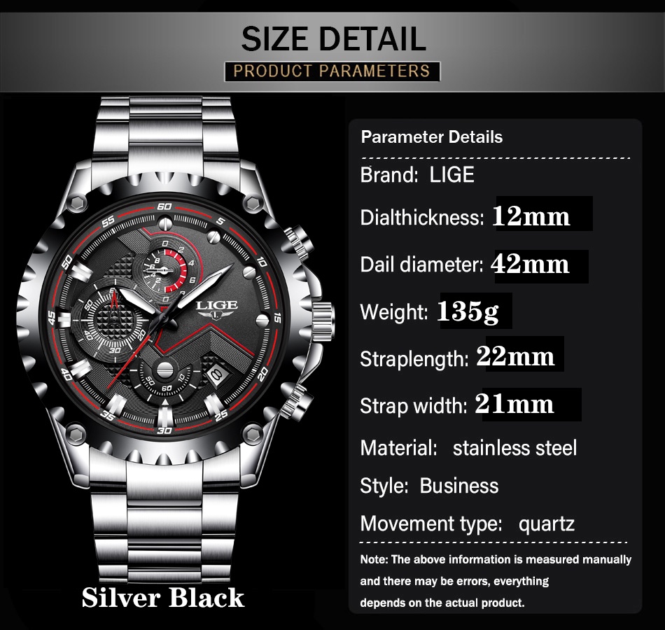 Jam Tangan Lelaki Original LIGE Watch Men Sports Watches Stainless ...