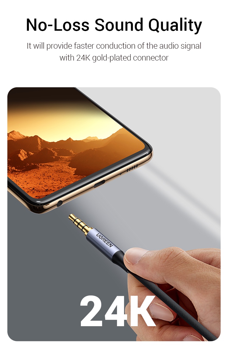 UGREEN 3.5mm Aux Cable 4 Pole TRRS 4-Conductor Auxiliary Male to Male ...