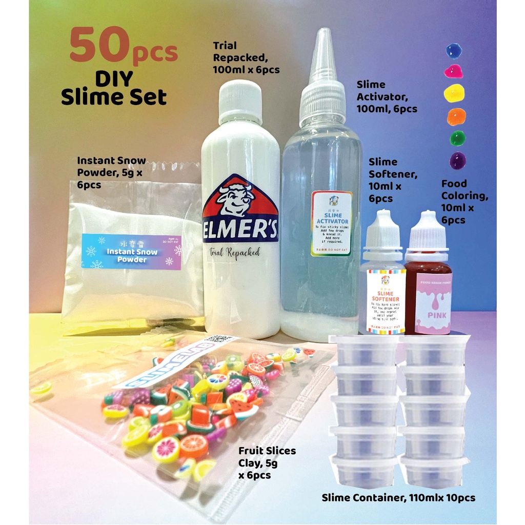 DIY SLIME KIT SET with Elmer's School Glue Trial Repacked 6 color ...