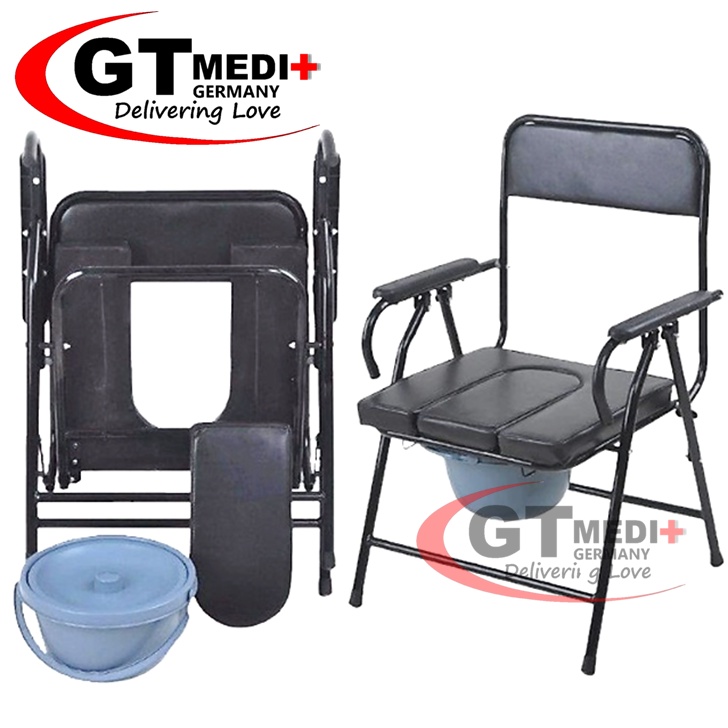 GT MEDIT GERMANY Aluminium Alloy Seat Sit Bath Shower Mobile Toilet Commode Chair + Back Rest ...