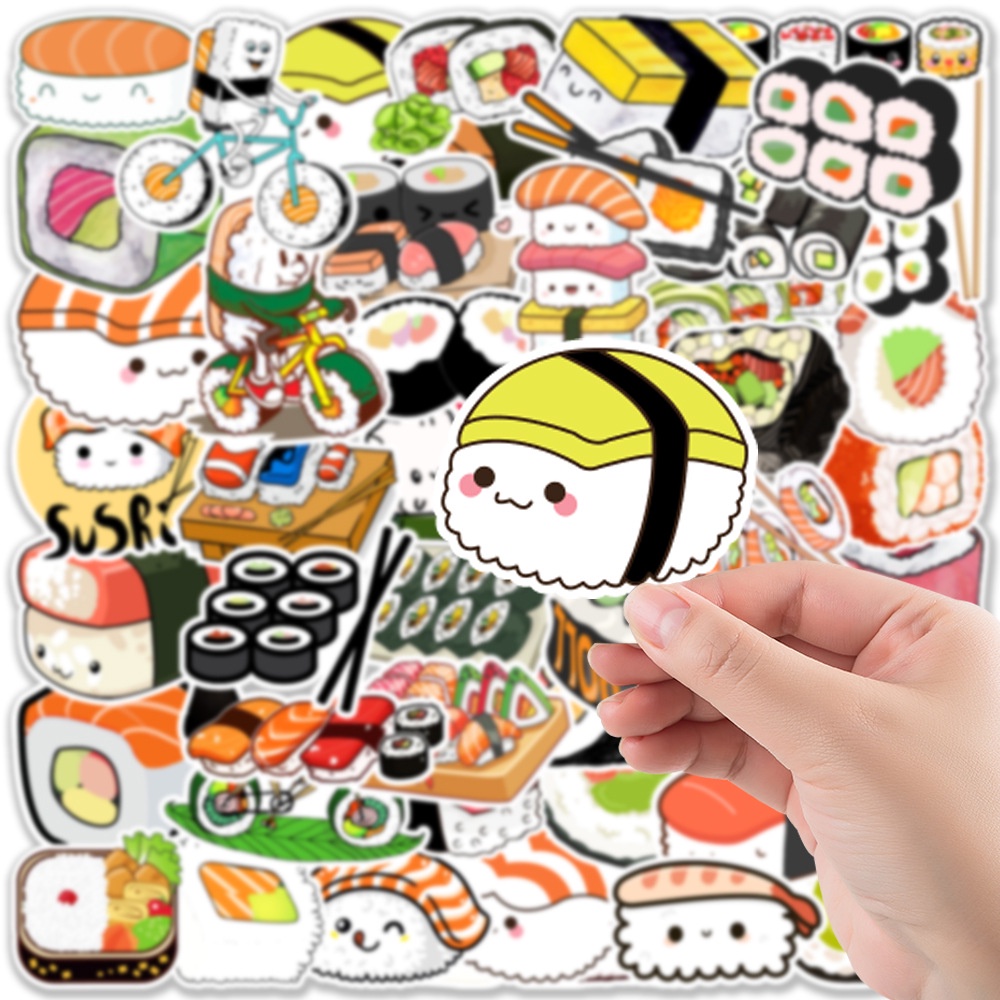 50Pcs Cartoon Sushi Food Stickers for Journal Planner DIY Crafts ...