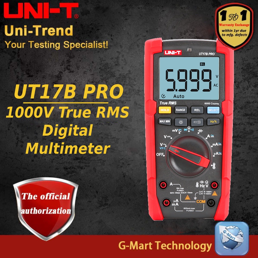 UNI-T UT17B PRO 1000V True RMS Digital Multimeter | Shopee Malaysia